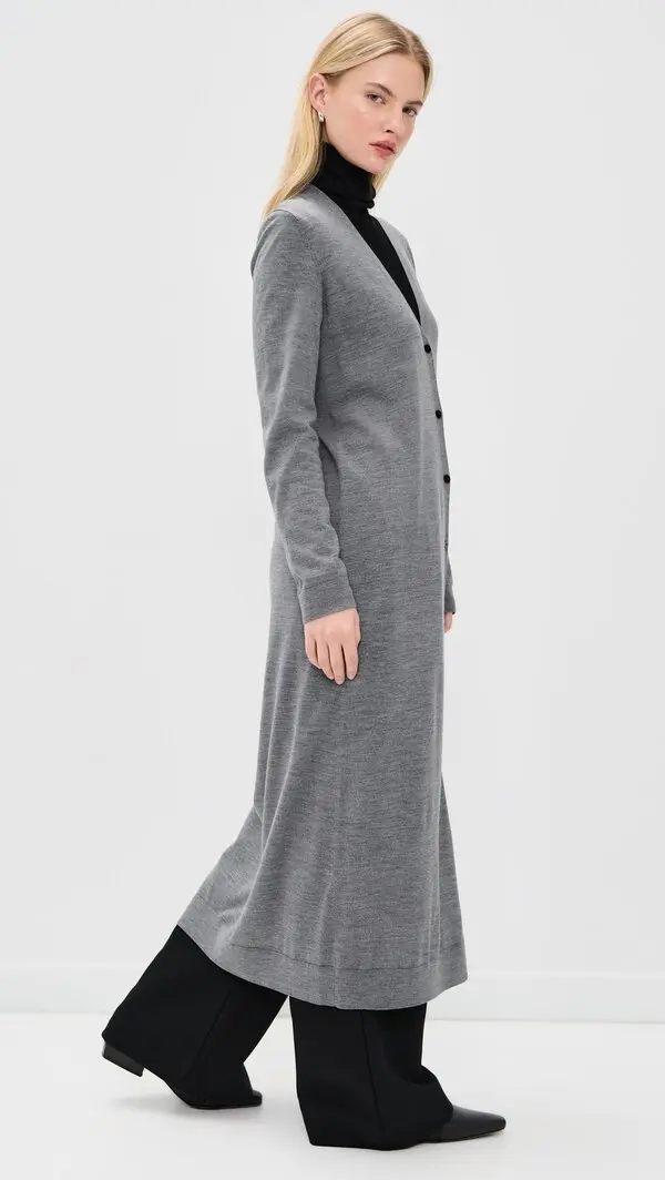 Theory Long Wool Cardigan In Light Heather Grey - 60% Off